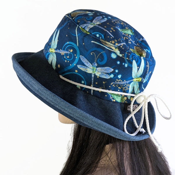 Sunblocker UV summer sun hat with wide brim, featuring royal dragonfly ...