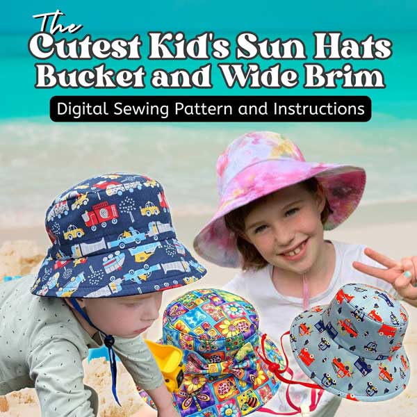 Cutest Kid's Sun Hats, sewing pattern and instructions, two brim sizes ...