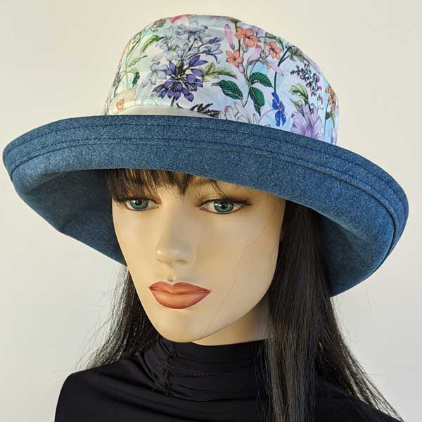 105-b Sunblocker UV summer sun hat featuring pretty flowers - madcaphats